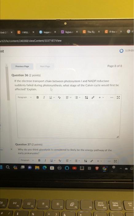 Solved Question 36 (2 points) If the efectron transport | Chegg.com