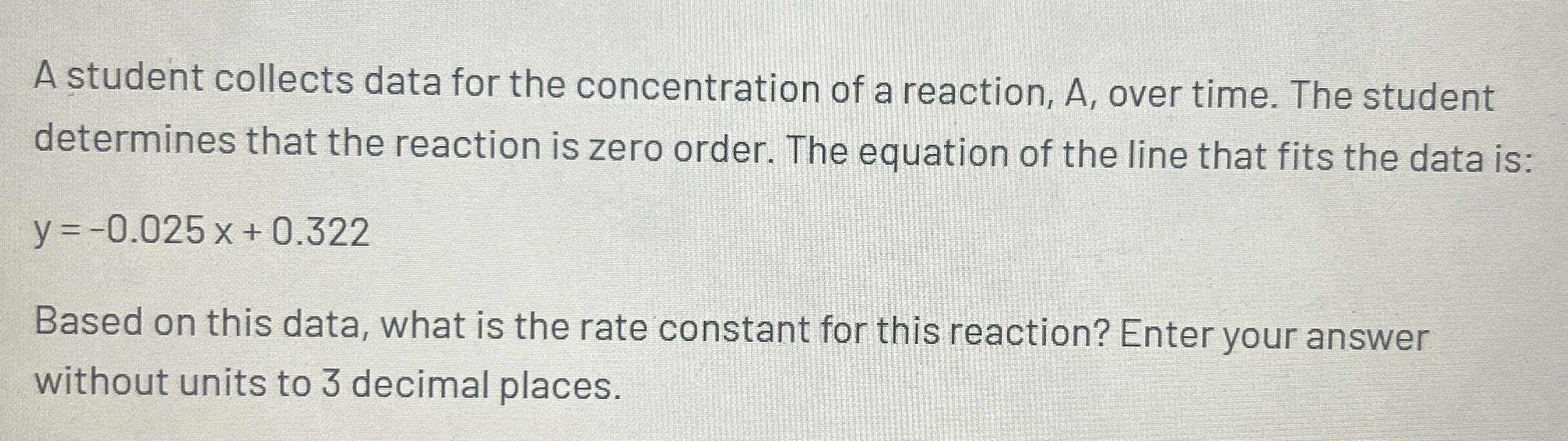 A student collects data for the concentration of a | Chegg.com