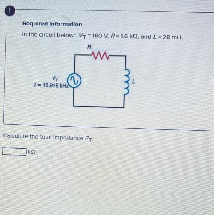 Solved Required Information In the circuit below: VT = 160 | Chegg.com