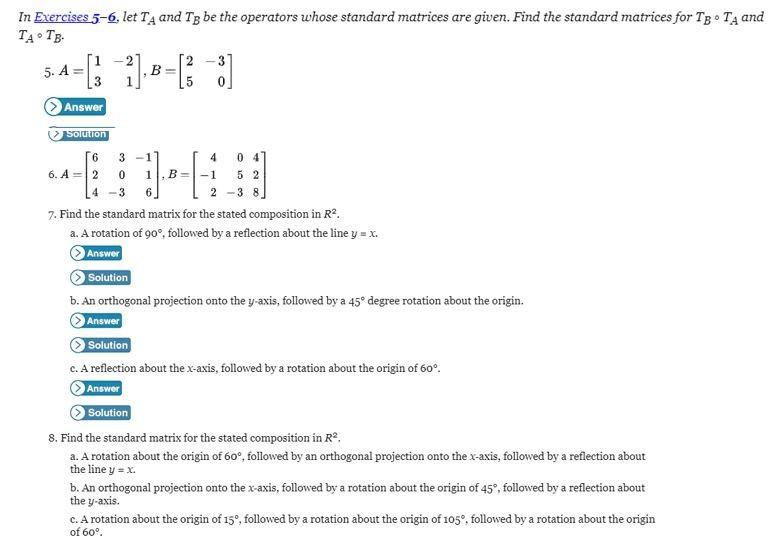 Solved In Exercises 5-6, let TA and Tg be the operators | Chegg.com