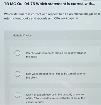 Solved TB MC Qu. 04-75 ﻿Which statement is correct | Chegg.com