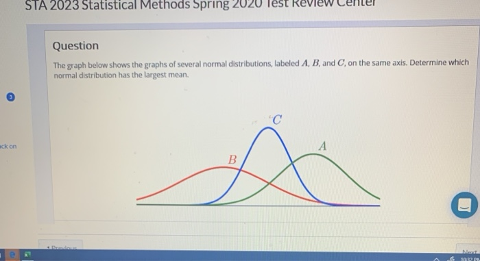 Solved STA 2023 Statistical Methods Spring 2020 Test Review | Chegg.com