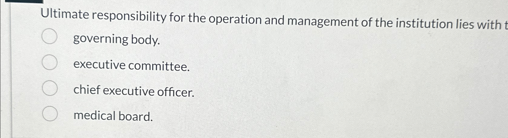 Solved Ultimate responsibility for the operation and | Chegg.com