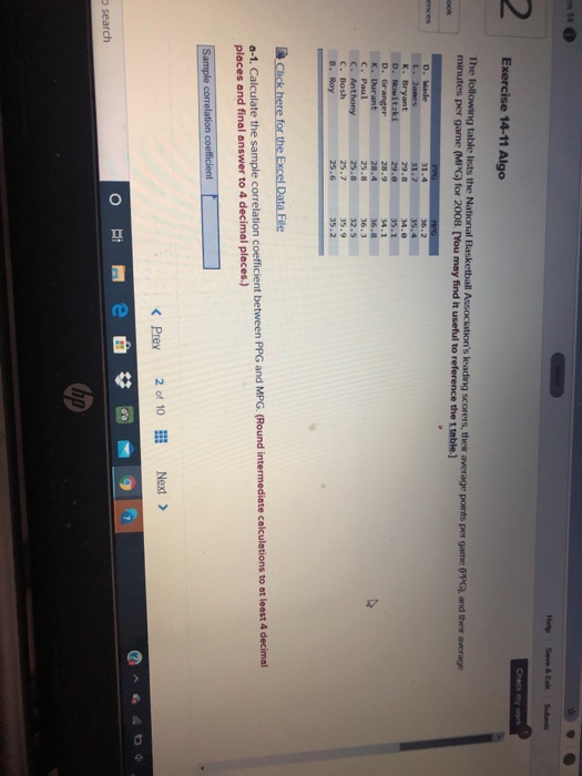 Solved Check my work Exercise 14-11 Algo The following table | Chegg.com