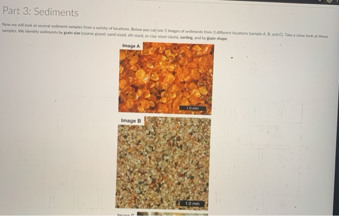 Solved Part 3: Sediments Now we will look at several | Chegg.com