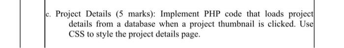 Solved Project Details ( 5 marks): Implement PHP code that | Chegg.com Solved Project Details ( 5 marks): Implement PHP code that | Chegg.com