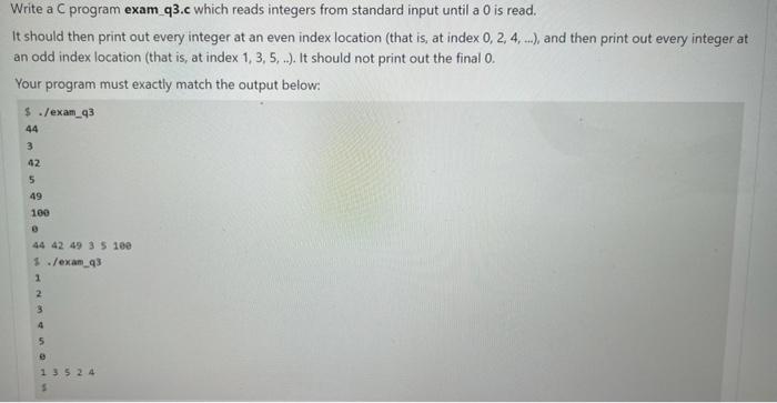 Solved Write a C program exam q3.c which reads integers from | Chegg.com
