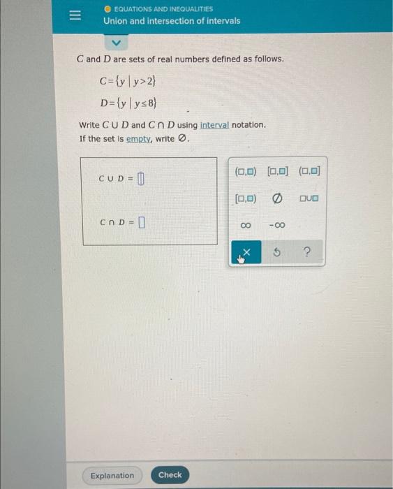 Solved = EQUATIONS AND INEQUALITIES Union and intersection | Chegg.com