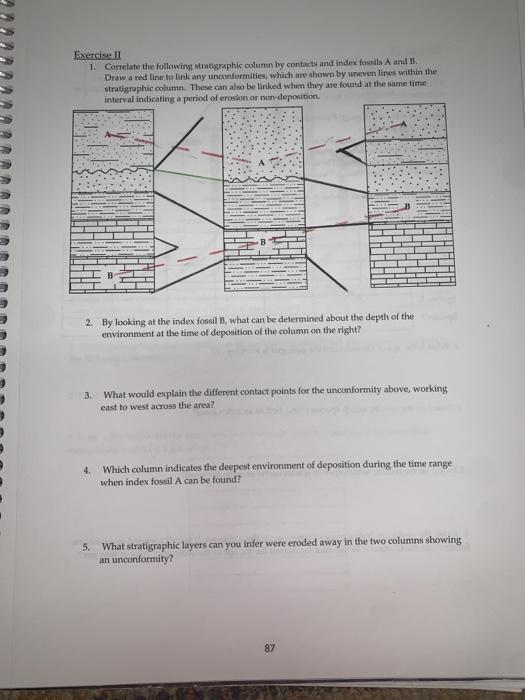 Solved Exercise II 1. Correlate the following stratigraphic | Chegg.com