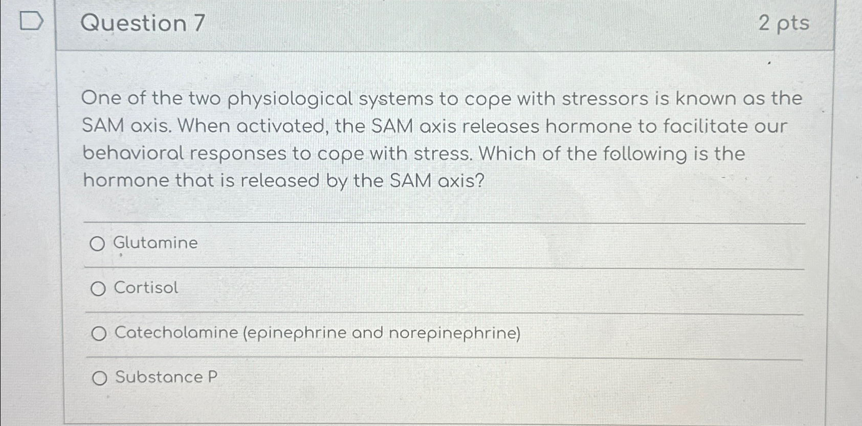 Solved Question 72 ﻿ptsne of the two physiological systems | Chegg.com