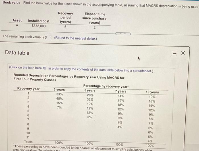 Solved Book value Find the book value for the asset shown in | Chegg.com