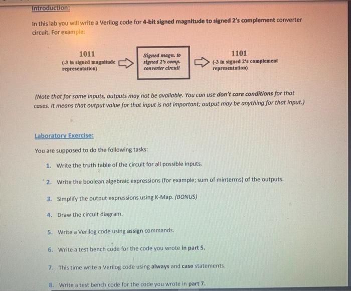 Solved Introduction: In this lab you will write a Verilog | Chegg.com