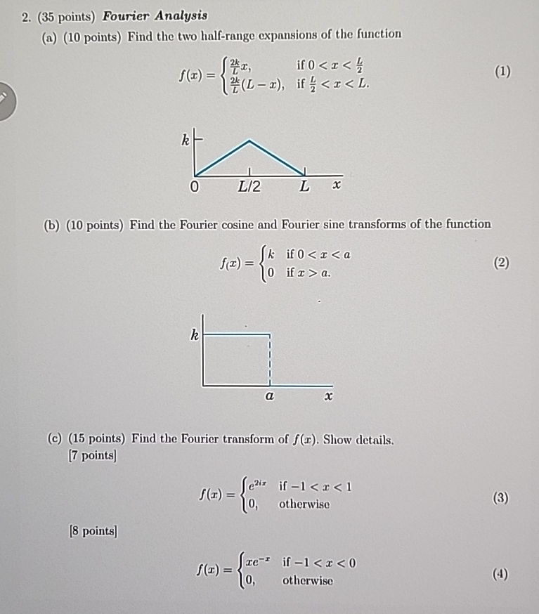 Solved (35 ﻿points) ﻿Fourier Analysis(a) (10 ﻿points) ﻿Find | Chegg.com