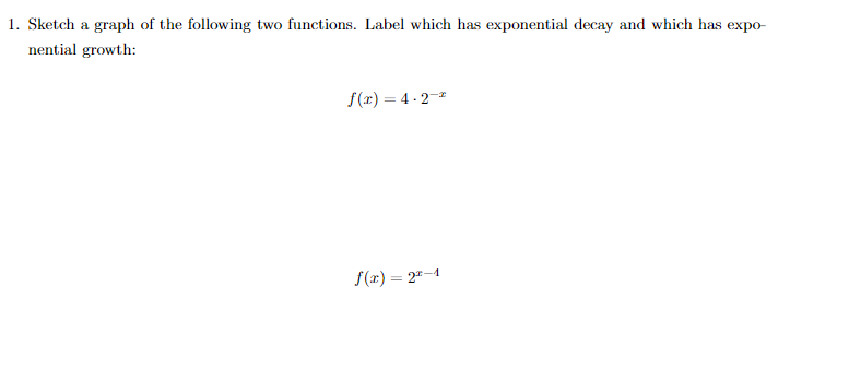 Solved Sketch a graph of the following two functions. Label | Chegg.com