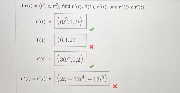 Solved If r(t)= t6,t,t2 , find r′(t),T(1),r′′(t), and | Chegg.com