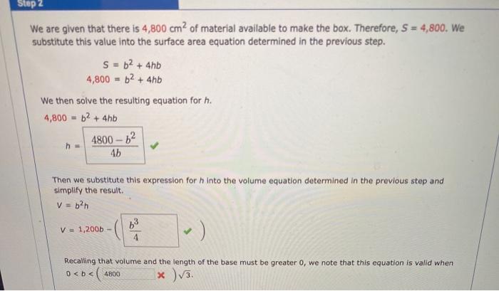 Solved Step 2 We are given that there is 4,800 cm2 of | Chegg.com