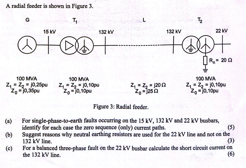 Solved A radial feeder is shown in Figure 3.Figure 3: Radial | Chegg.com