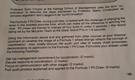 Solved Professor Sunil Chopra at the Kellogg School of | Chegg.com