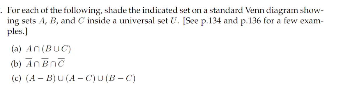 Solved For each of the following, shade the indicated set on | Chegg.com