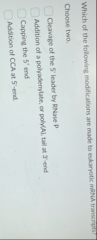 Solved Which of the following modifications are made to | Chegg.com