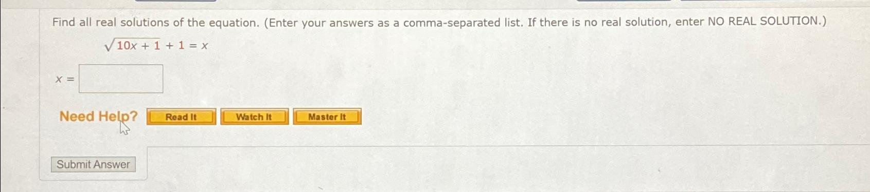 Solved Find all real solutions of the equation. (Enter your | Chegg.com