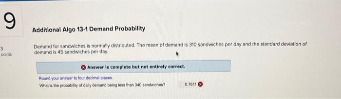 Solved Additional Algo 13-1 Demand Probability Demand for | Chegg.com