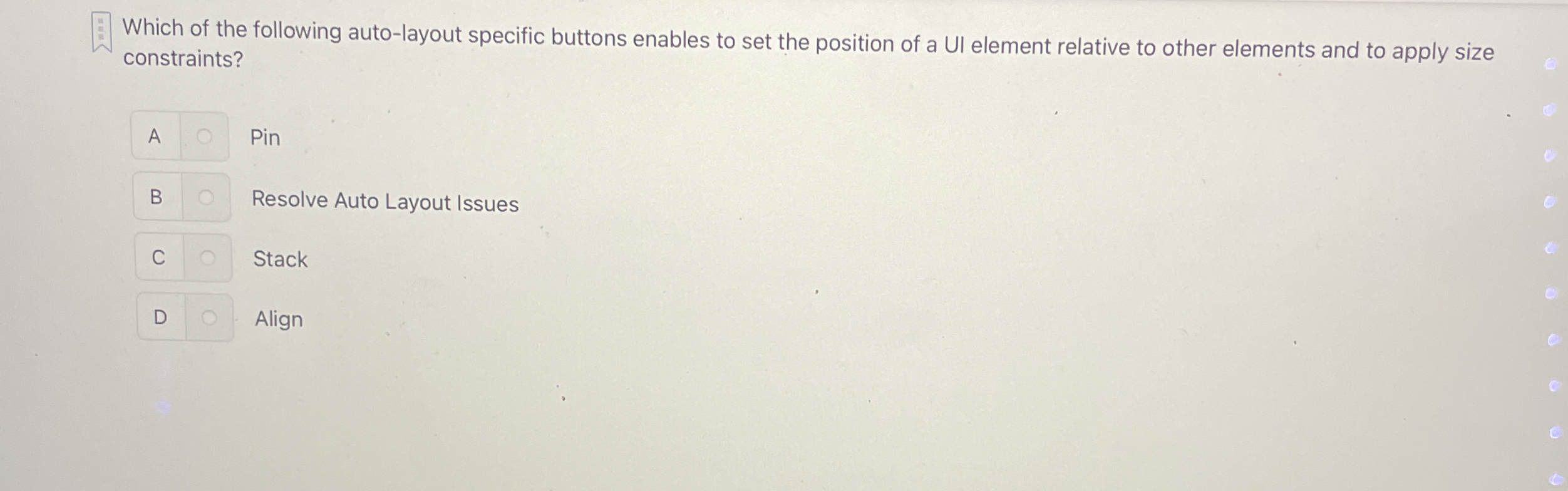 Solved Which of the following auto-layout specific buttons | Chegg.com