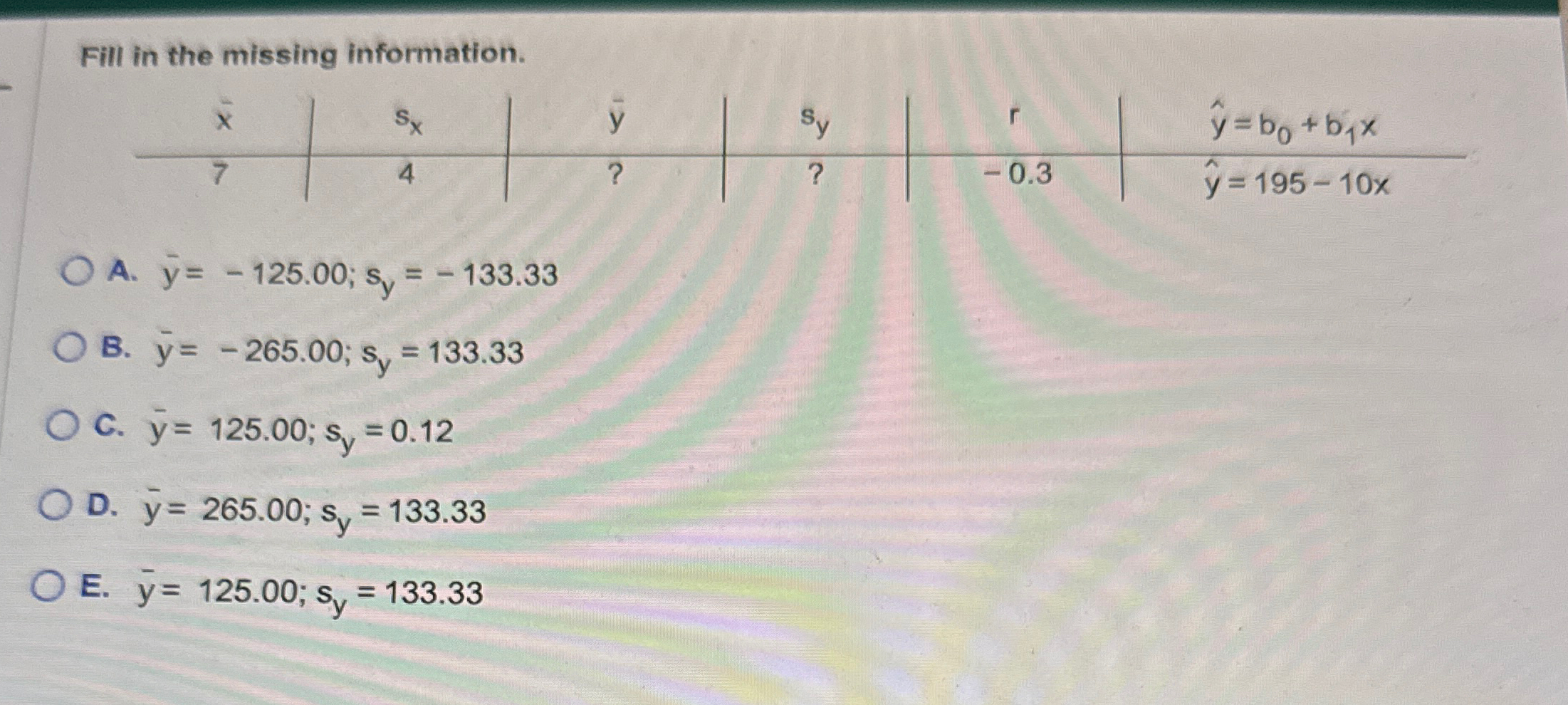 Fill in the missing | Chegg.com