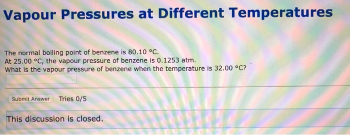 Solved Vapour Pressures at Different Temperatures The normal | Chegg.com