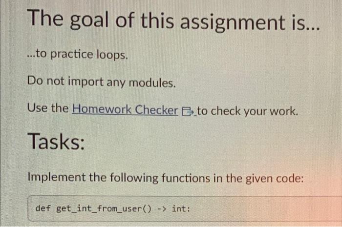 Solved The goal of this assignment is... .to practice loops. | Chegg.com