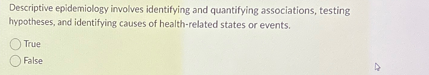 Solved Descriptive epidemiology involves identifying and | Chegg.com