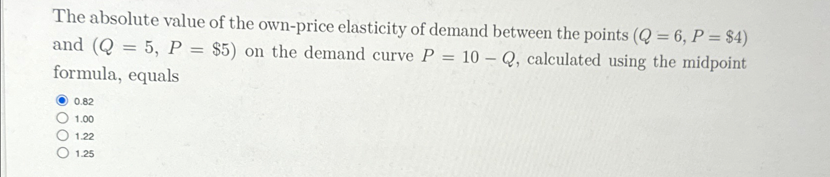 Solved The absolute value of the own-price elasticity of | Chegg.com