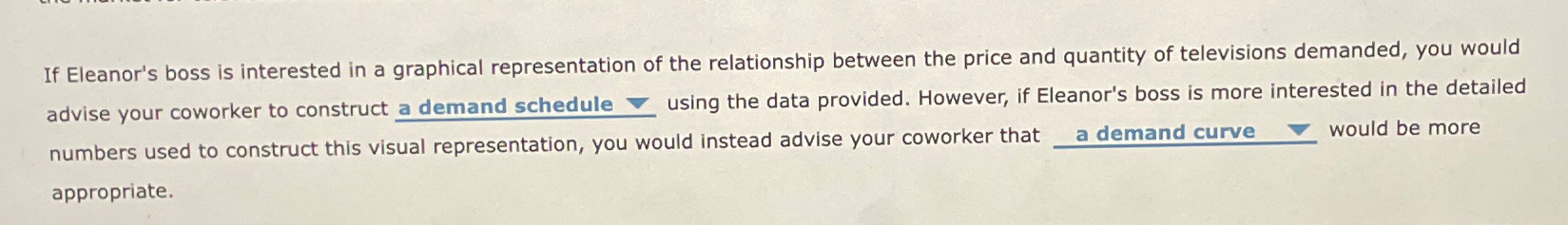 Solved If Eleanor's boss is interested in a graphical | Chegg.com