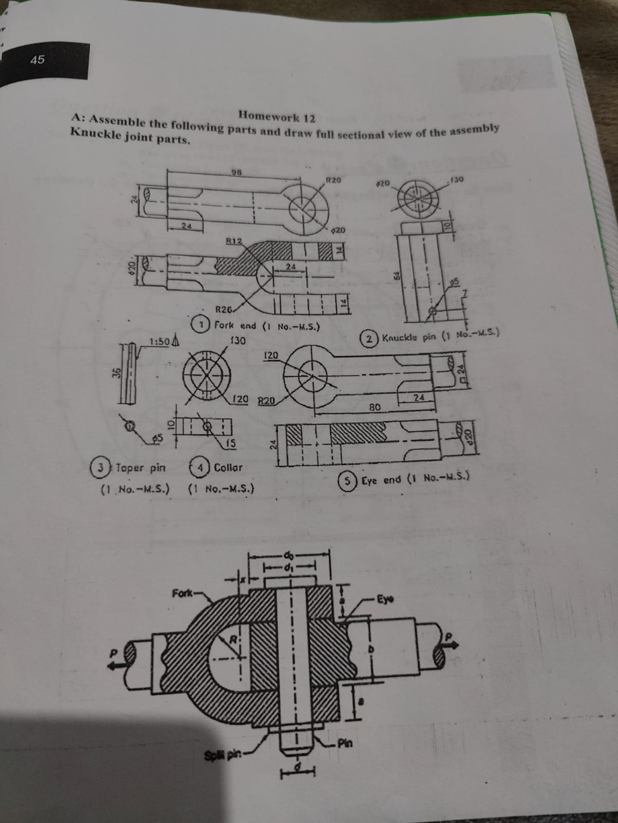 Solved A: Assemble the following parts and draw full | Chegg.com