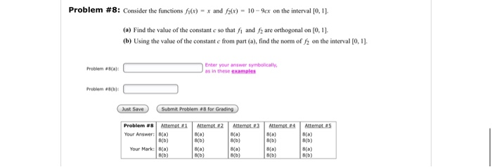 Solved Problem #8: Consider the functions fi(x) - x and | Chegg.com