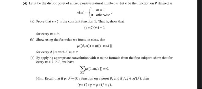 (4) Let P be the divisor poset of a fixed positive | Chegg.com