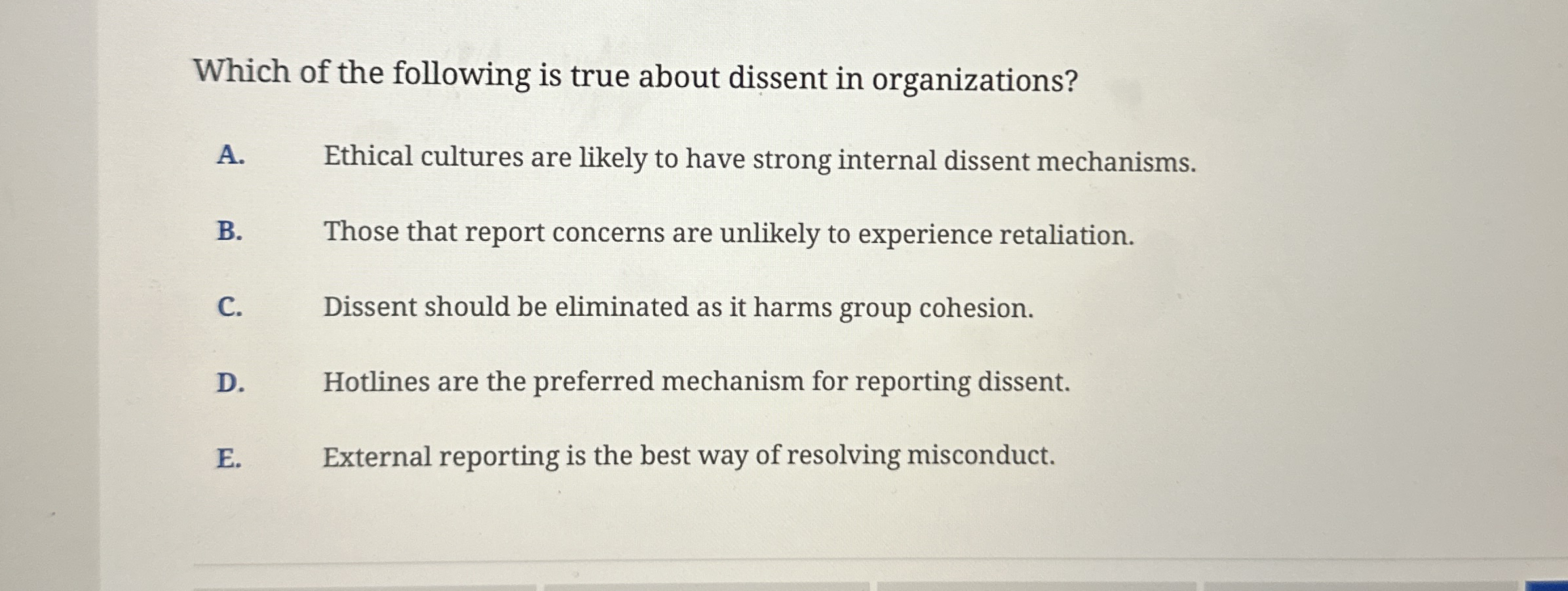 Solved Which of the following is true about dissent in | Chegg.com