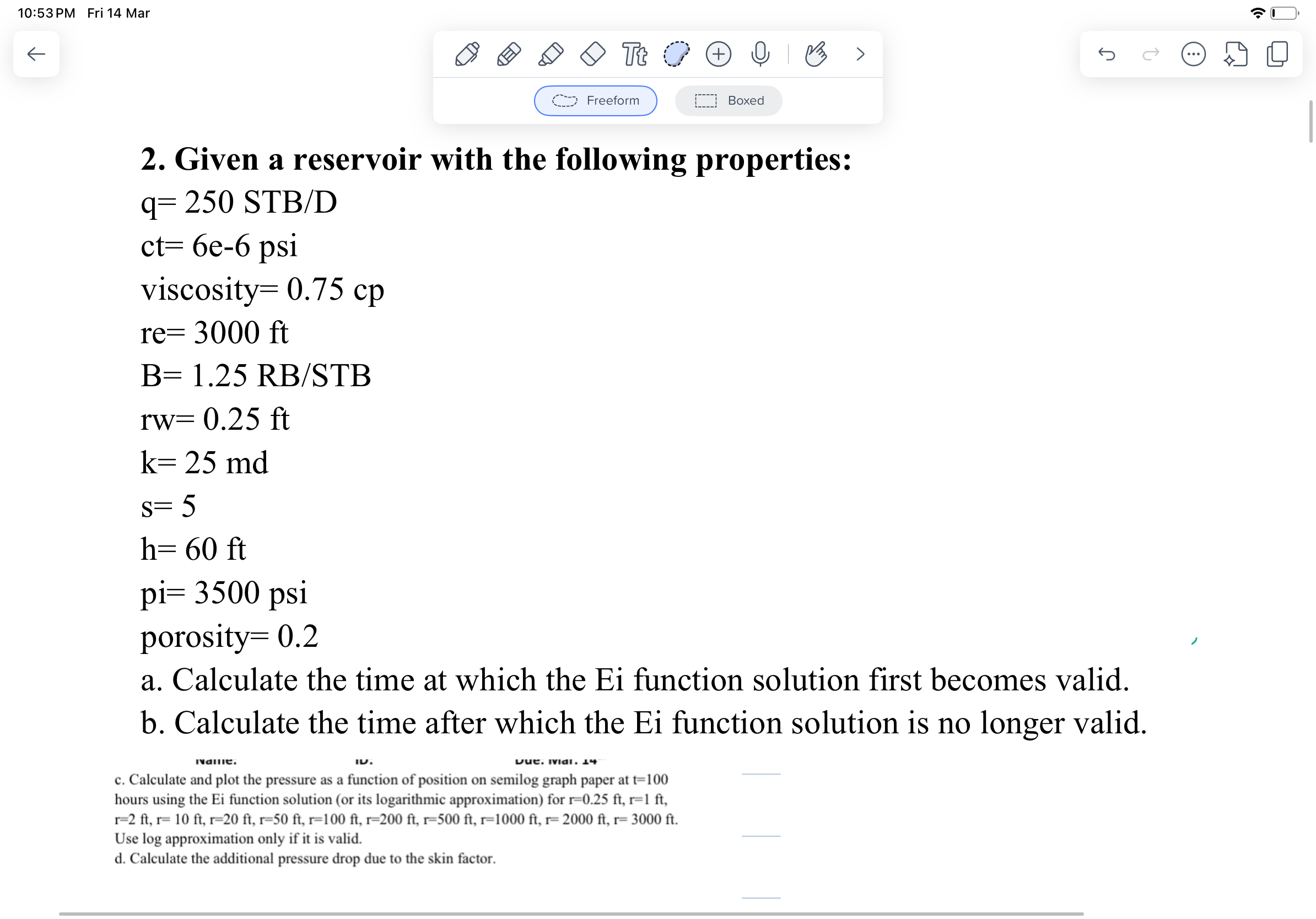 Given a reservoir with the following | Chegg.com