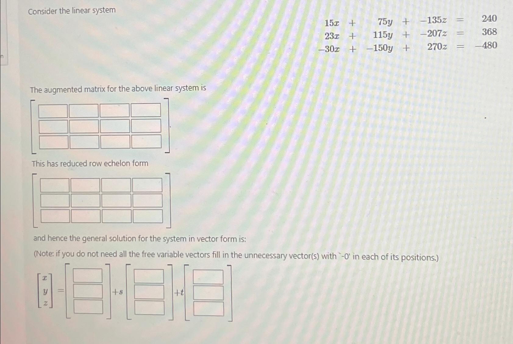 Solved Consider the linear | Chegg.com