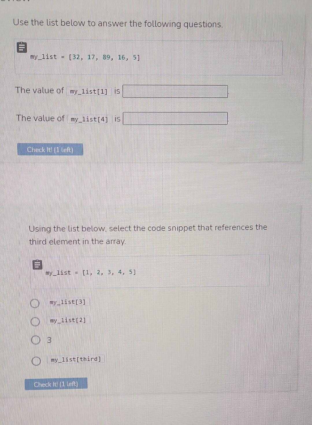 Solved Use the list below to answer the following questions. | Chegg.com