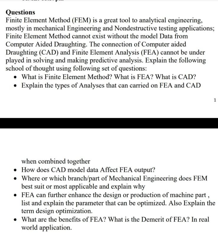 Solved Questions Finite Element Method (FEM) is a great tool | Chegg.com