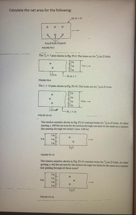 Solved Calculate the net area for the following: The 3/4×7 | Chegg.com