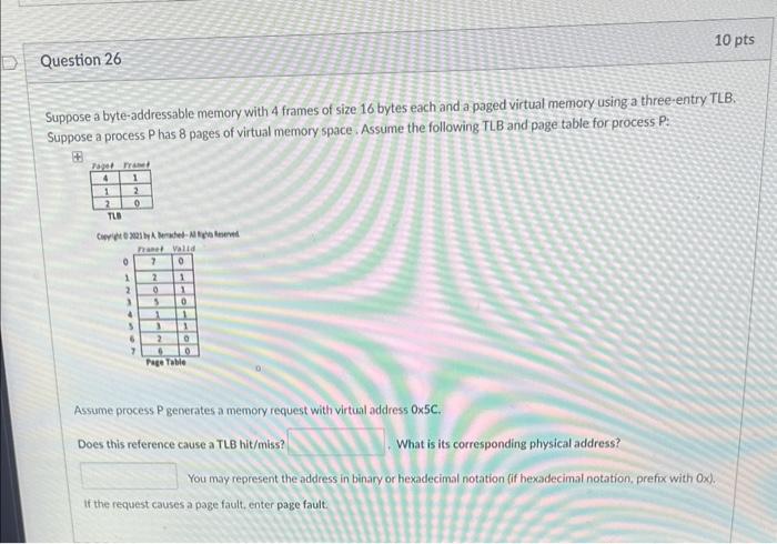 Solved Suppose a byte-addressable memory with 4 frames of | Chegg.com