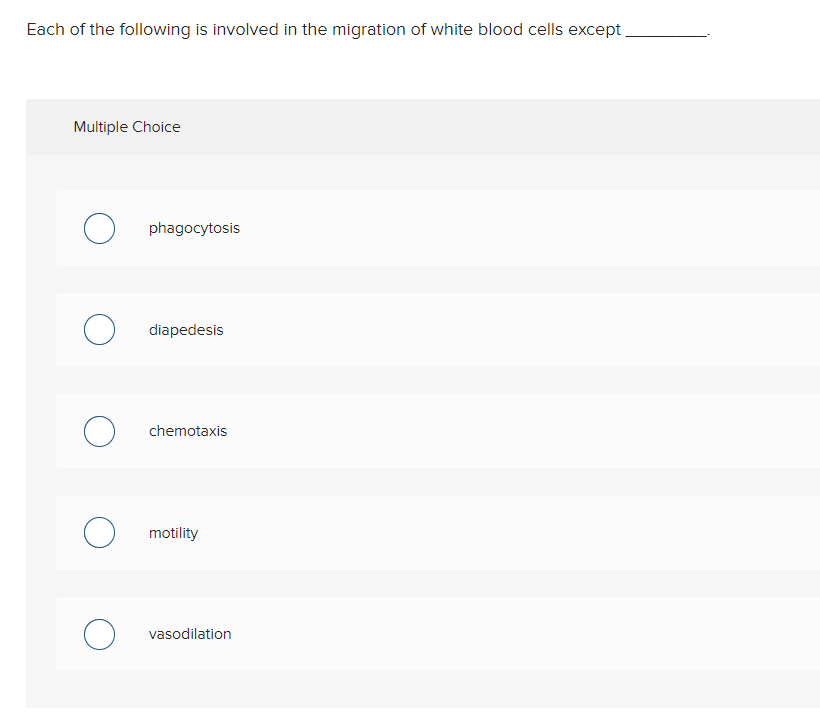 Solved Each of the following is involved in the migration of | Chegg.com
