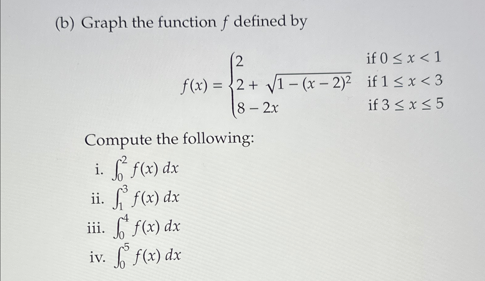 Solved (b) ﻿Graph the function f ﻿defined | Chegg.com