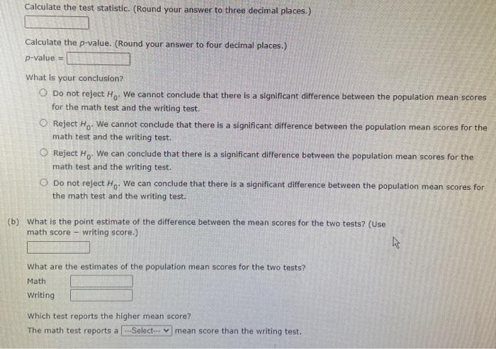 Solved A standardized exam consists of three parts: math, | Chegg.com