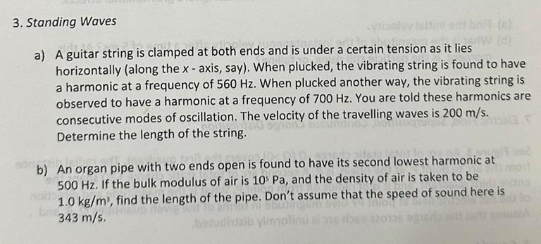 Solved Standing Wavesa) ﻿A guitar string is clamped at both | Chegg.com