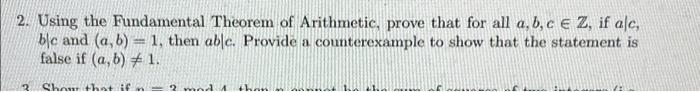 Solved 2. Using the Fundamental Theorem of Arithmetic, prove | Chegg.com