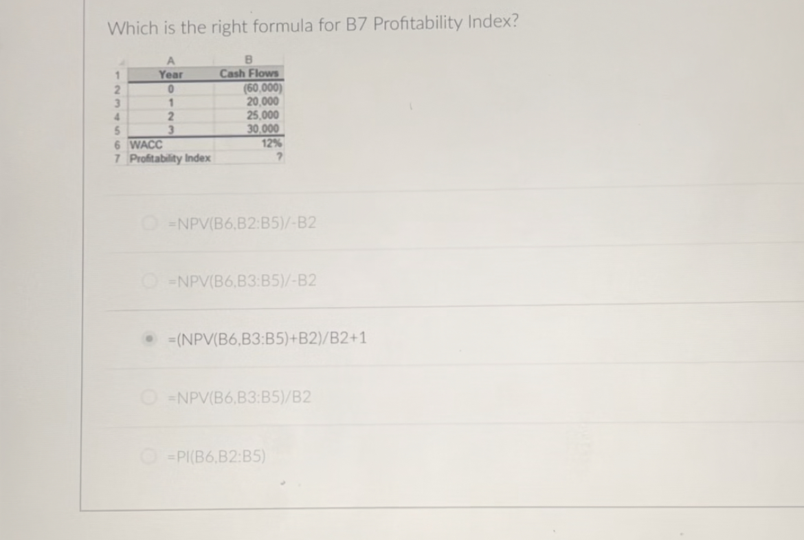 Solved Which is the right formula for B7 ﻿Profitability | Chegg.com