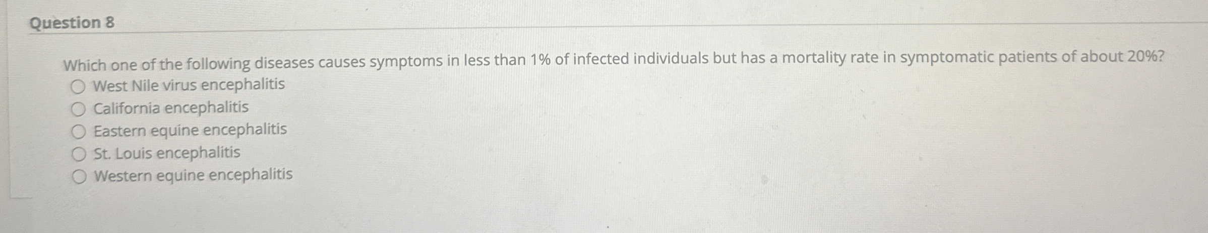 Solved Question 8Which one of the following diseases causes | Chegg.com